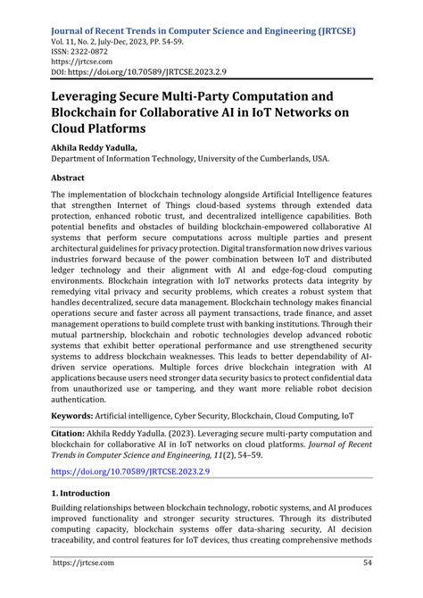 Pdf Leveraging Secure Multi Party Computation And Blockchain For Collaborative Ai In Iot