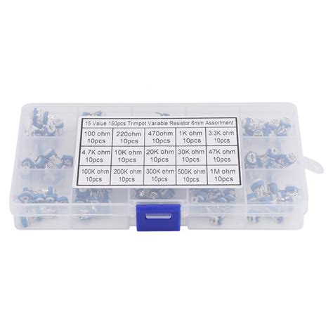 150pcs 100ohm 1mohm Resistor Assortment Blue White Grandado