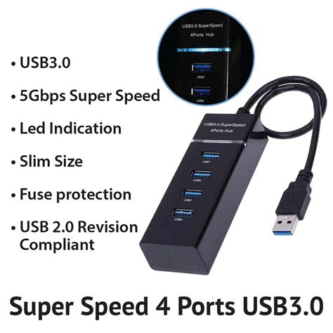 Super Speed 4 Ports USB Hub Usb 3 0 Type C 5Gps Fast Transfer Shopee Singapore