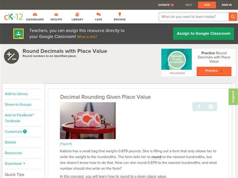 Ck 12 Arithmetic Decimal Rounding Given Place Value Unit Plan For 7th
