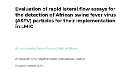 African Swine Fever Virus Rapid Detection Assays Evaluation