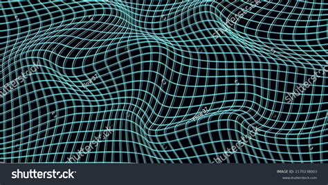 Abstract Distorted Wireframe Wave Effect Glitch Stock Vector Royalty