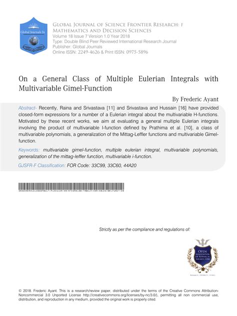 Pdf On A General Class Of Multiple Eulerian Integrals With
