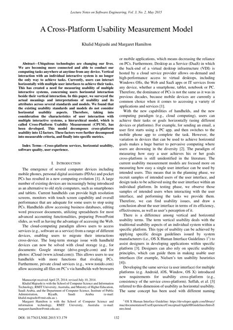 Pdf A Cross Platform Usability Measurement Model