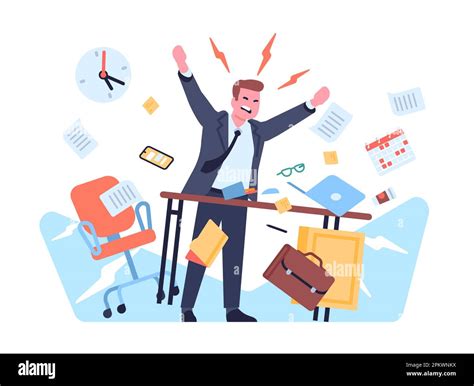 Irritated And Angry Worker Throwing Items Around In Workplace Boss