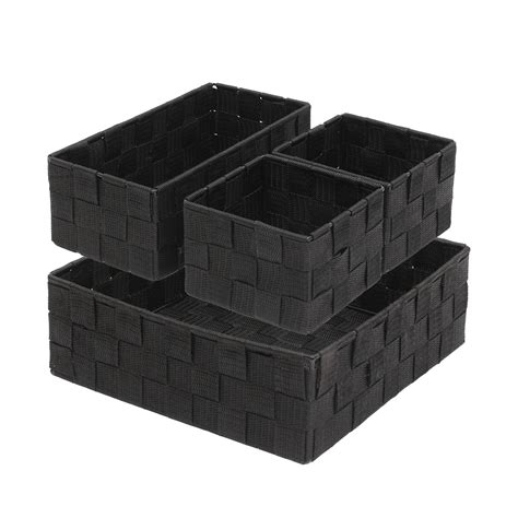 Fboxac Drawer Organizer Bins Woven Storage Stackable Box Set Of 4 Cube Baskets For
