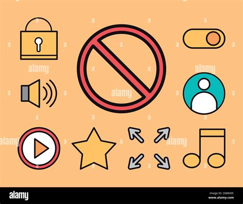 User Interface Collection Icons Operating System Technology Linear And Fill Style Vector