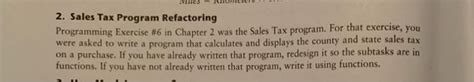 Solved Les 2 Sales Tax Program Refactoring Programming
