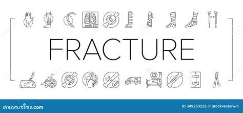 Fracture Injury Bone Break Icons Set Vector Stock Illustration