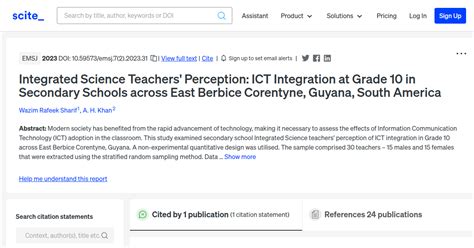 Integrated Science Teachers Perception Ict Integration At Grade 10 In Secondary Schools Across