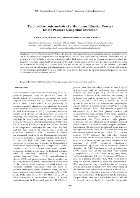 Pdf Membrane Filtration For Phenolic Recovery From Oow