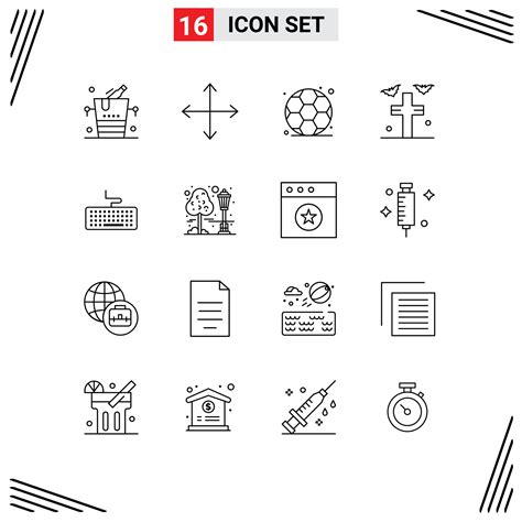16 Universal Outline Signs Symbols Of Hardware Key Sport Yard Grave Editable Vector Design