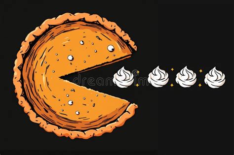 Pie With A Wedge Missing Is Depicted As If It Is A Character Reminiscent Of A Classic Video