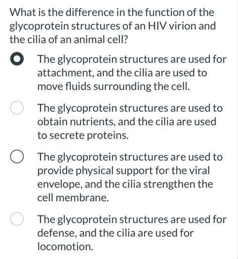 Solved What Is The Difference In The Function Of The Glycoprotein