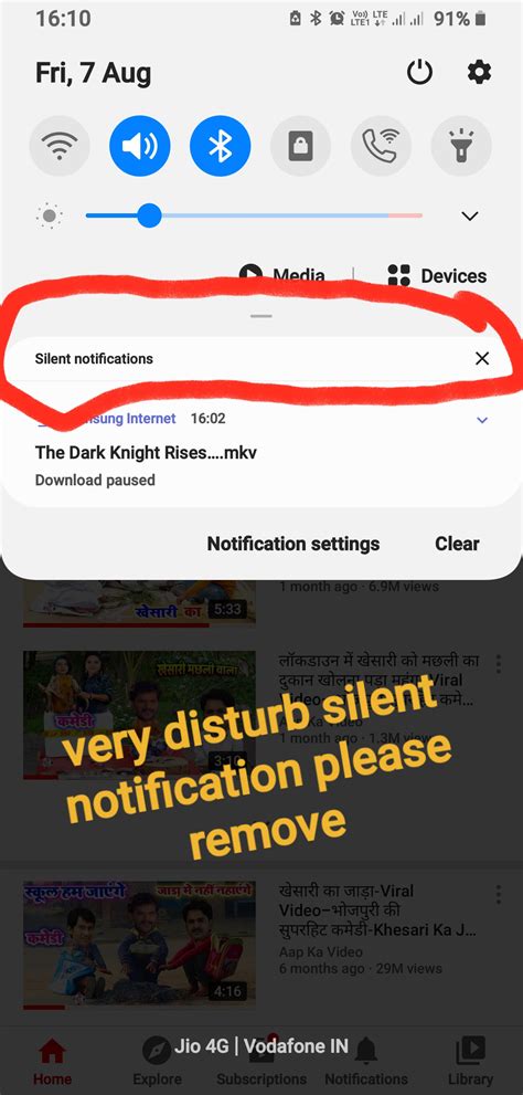 how to fix silent notifications in notification ba samsung members