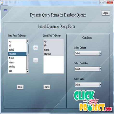 Dynamic Query Forms For Database Queries Clickmyproject