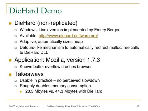 Ppt Diehard Memory Error Fault Tolerance In C And C Powerpoint