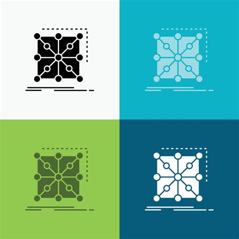 Data Framework App Cluster Complex Icon Over Various Background Glyph Style Design