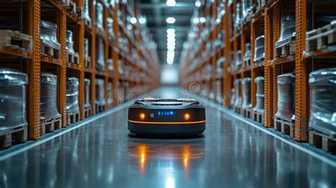 Future Warehouse Showcasing Sustainable Technology With Automated Robots Working Efficiently
