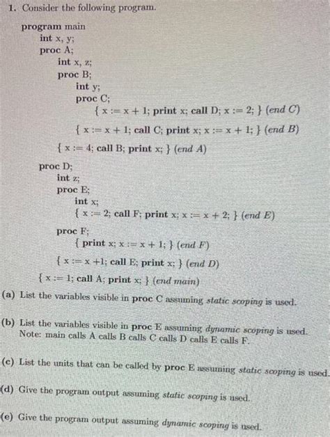 Solved 1 Consider The Following Program Program Main Int
