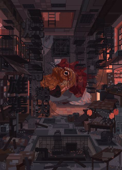 Waneella Original Animated Animated  Highres Translation Request Cage Ladder Lantern