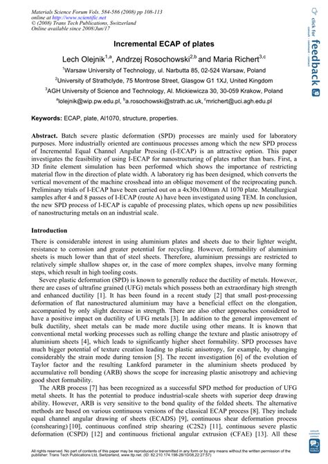Pdf Incremental Ecap Of Plates