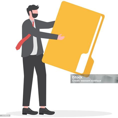 비밀 문서를 제공하는 사람 일급 비밀 폴더 벡터 일러스트 평면 디자인입니다 흰색 배경에 고립되어 있습니다 기밀로 유지되는 문서