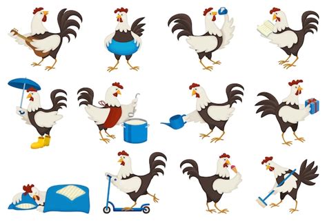 Premium Vector Set Of Cock Of Animal Isolated On White