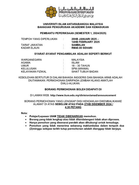 Examination Assistants For The Final Examination Semester 1 2024