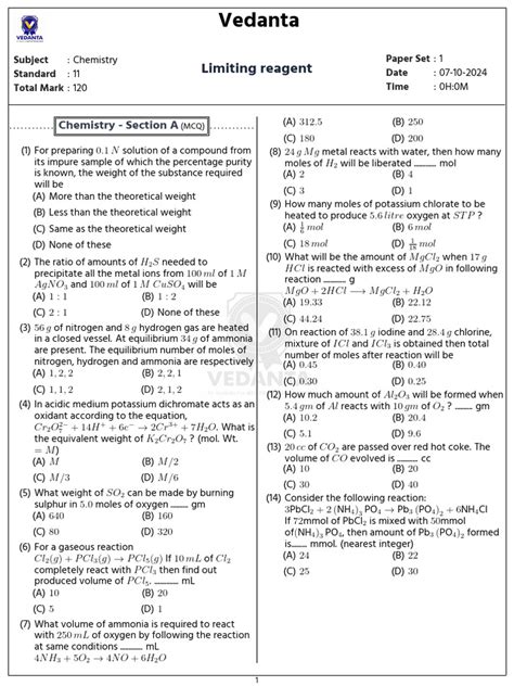 Limiting Reagent 1728305020 Pdf Mole Unit Chemistry