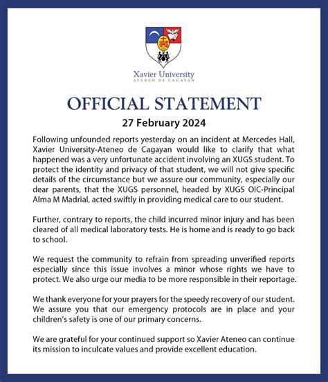 Xavier University Xu Official Statement On Xugs Incident Last 20