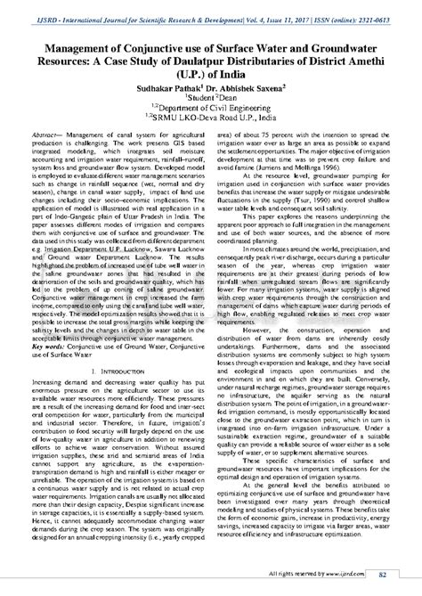 Management Of Conjunctive Use Of Surface Water Ijsrd International Journal For Scientific