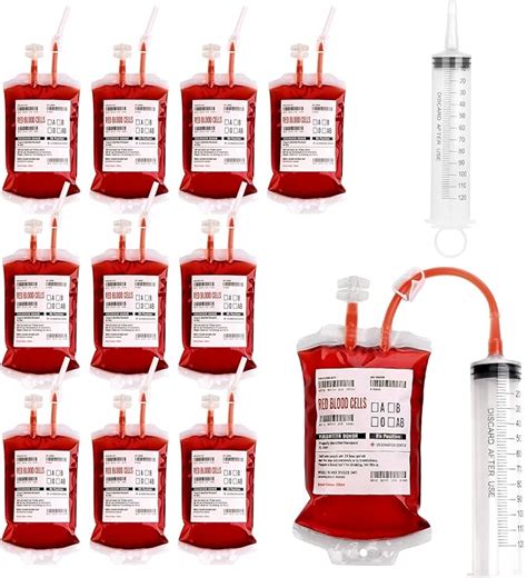 Unimeix 10 Pack Halloween Blood Bags For Drinks Fake Blood