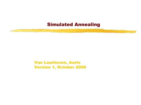 Ppt Simulated Annealing Iterative Improvement For Combinatorial Optimization Powerpoint