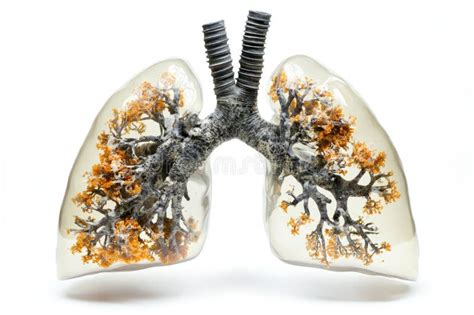 A Detailed View Of The Interior Of A Lung With A Small Tree Growing
