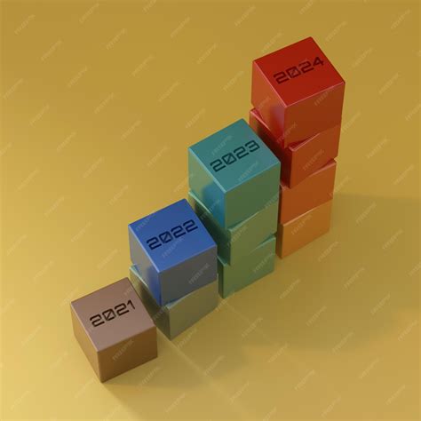 Premium Photo 2021 2022 2023 And 2024 Year Calendar Numbers On Multicoloured Cube Blocks Bar
