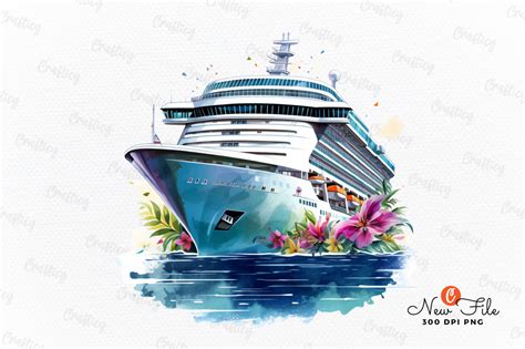 Cruise Ship Watercolor Clipart Design Afbeelding Door Graftify