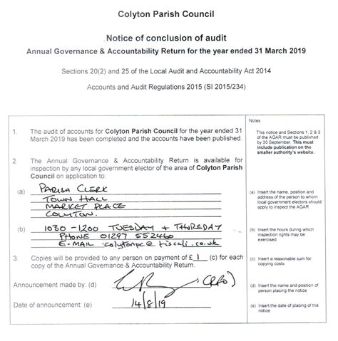 Colyton Council Audit Conclusion
