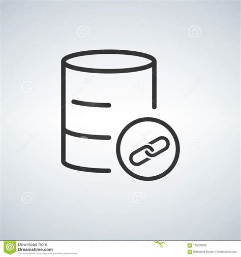 Linear Database Server Isolated Flat Web Mobile Icon With Link Or Share Icon Vector