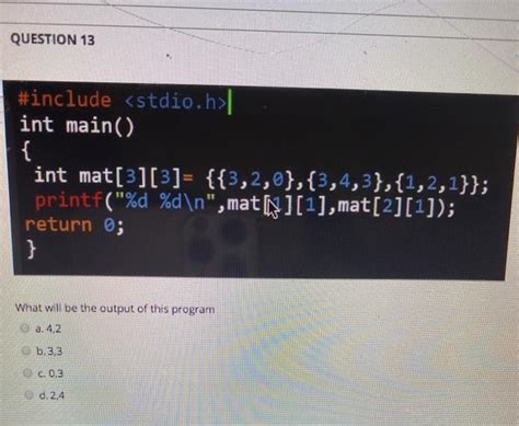 solved question 13 include int main { int mat[3] [3]
