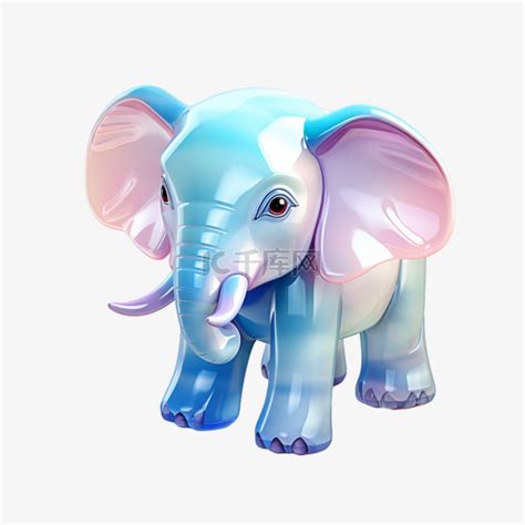 3D渐变质感大象动物可爱UI设计UX素材图片免费下载 千库网