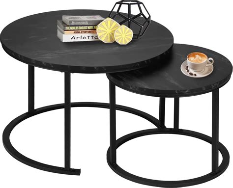 Round Nesting Coffee Set Stackable Modern Accent Cocktail Table For
