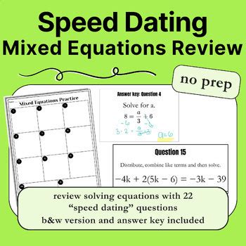 Practice SOLVING EQUATIONS With SPEED DATING Partner Collaboration NO PREP