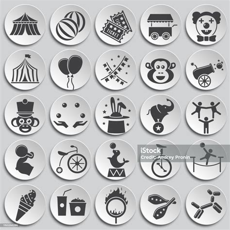 서커스 관련 아이콘 그래픽 및 웹 디자인에 대 한 배경 설정 간단한 그림 웹 사이트 버튼 또는 모바일 앱에 대 한 인터넷 개념 기호입니다 놀라움에 대한 스톡 벡터 아트 및