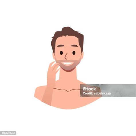 면도 전이나 후에 수염을 가진 행복한 남자 흰색 배경에 고립 된 평평한 벡터 일러스트레이션 건강한 생활방식에 대한 스톡 벡터 아트 및 기타 이미지 Istock