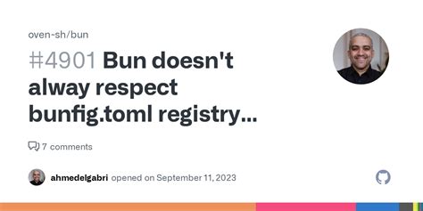 Bun Doesnt Alway Respect Bunfigtoml Registry Configuration · Issue 4901 · Oven Shbun · Github