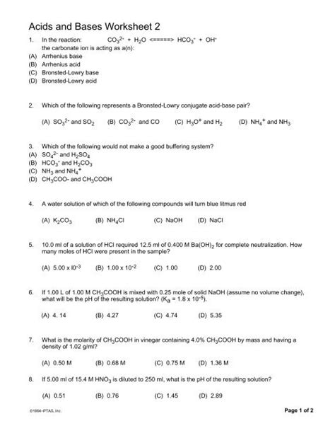 Free Acids And Bases Worksheet Key Download Free Acids And Bases