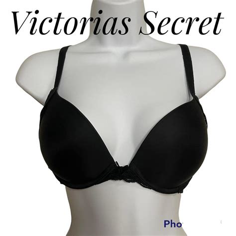Victorias Secret 34d Bra Push Up Black Floral Lace Depop