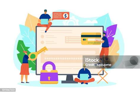사이버 범죄 암호 데이터 및 은행 카드 개념 벡터 일러스트와 온라인 사기 남자 여자 도둑 캐릭터 훔치는 인터넷 정체성 피싱에 대한 스톡 벡터 아트 및 기타 이미지 Istock