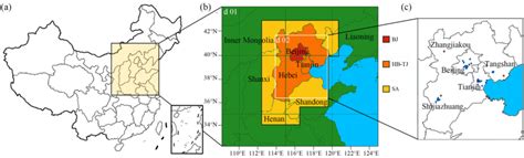 A Location Of The Study Area B WRF Model Simulation Domain BJ